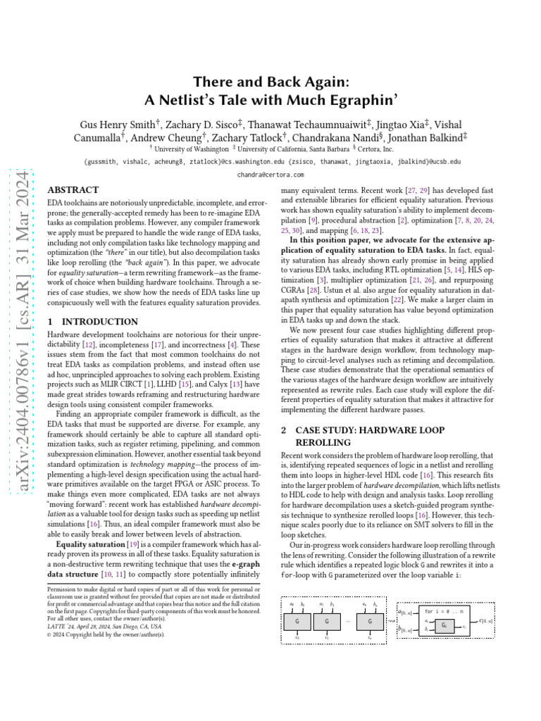 There and Back Again: A Netlist's Tale With Much Egraphin' | PDF ...