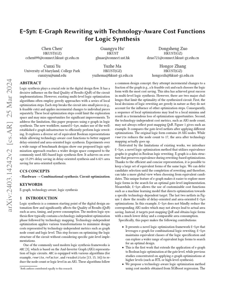 E-Graph Rewriting With Technology-Aware Cost Functions For Logic Synthesis | Download Free PDF ...