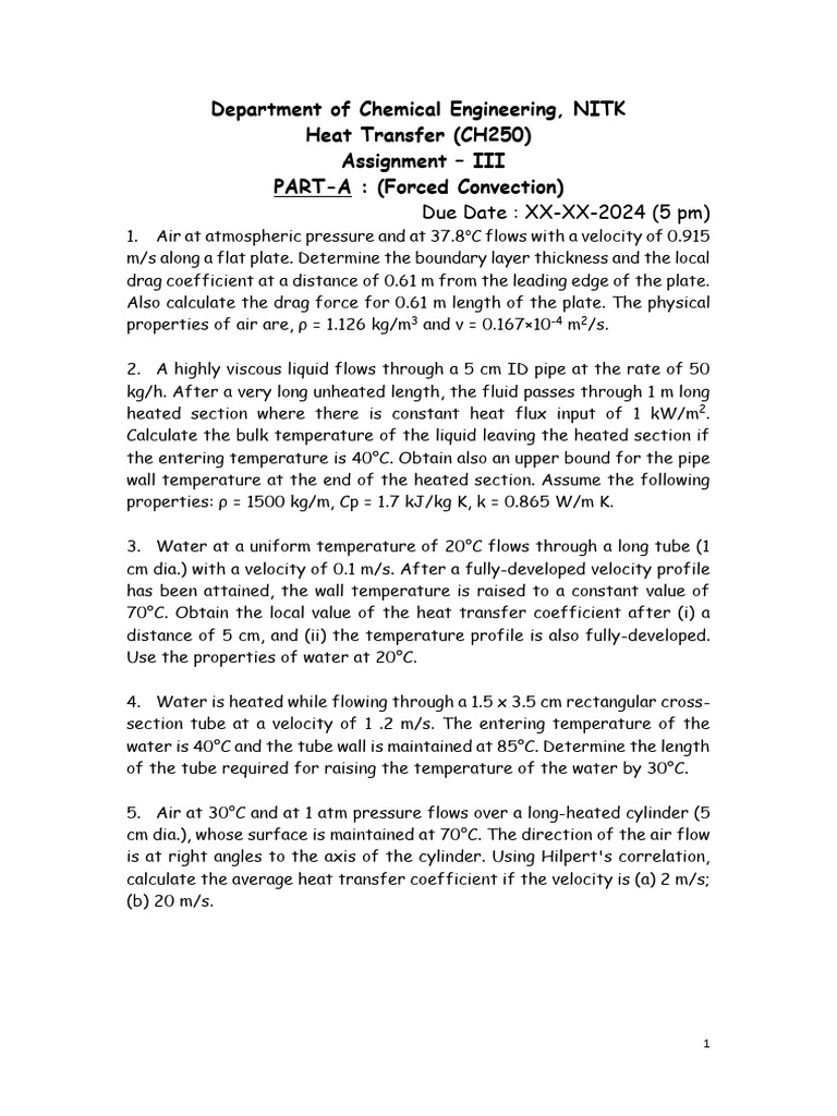 Assignment -III(Part-I , II III) | PDF | Heat Transfer | Convection