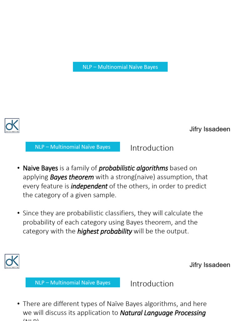 NLP Naive Bayes Multinomial Classification | PDF | Statistical Classification | Algorithms