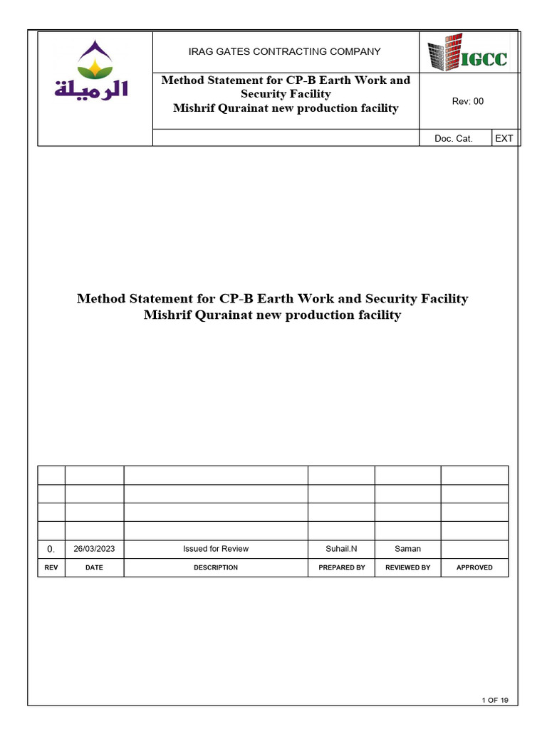 Method Statement For Earth Works and Security Facilites Mishrif ...