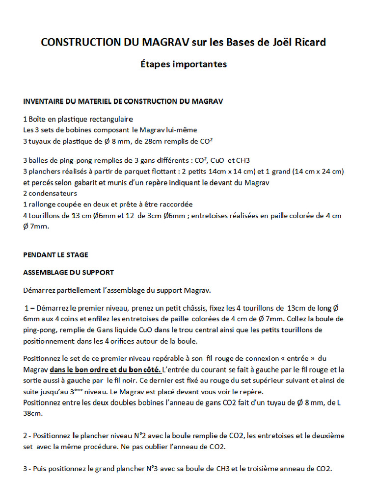 Fabrication du système Magrav | PDF | Inducteur | Électricité