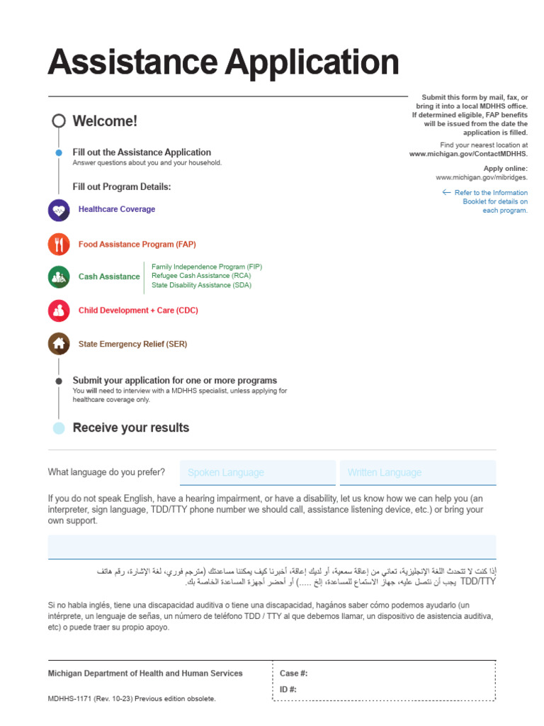 mdhhs-1171 Assistance Application and Program Supplements | PDF | Race ...