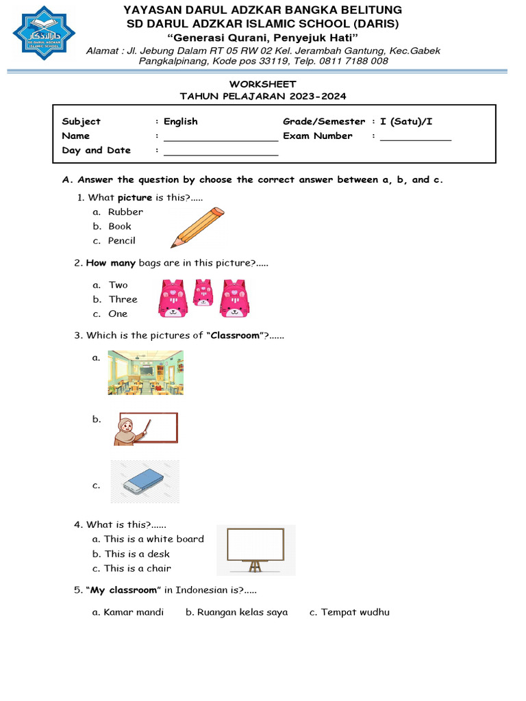 Worksheet Book 1 Lesson 2 | PDF