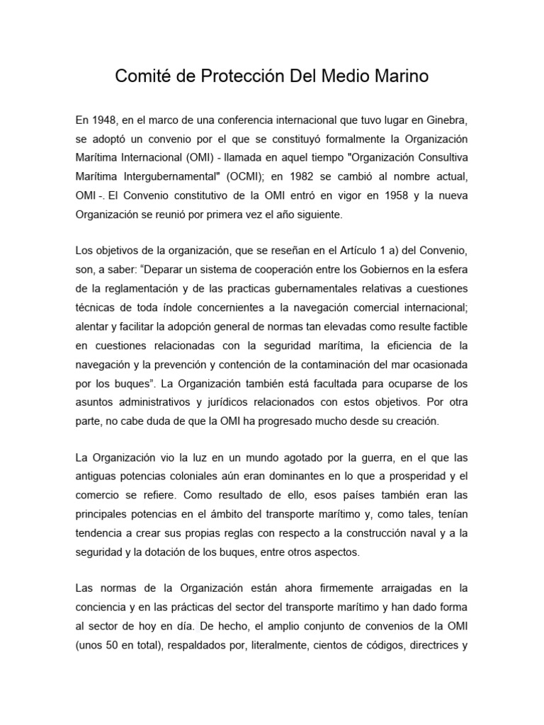 Comité de Protección del Medio Marino OMI | PDF | Tratado