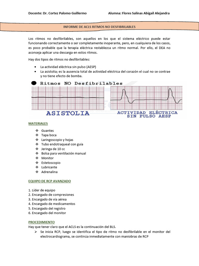 ACLS de Ritmos No Desfibrilables | Descargar gratis PDF | Reanimación ...