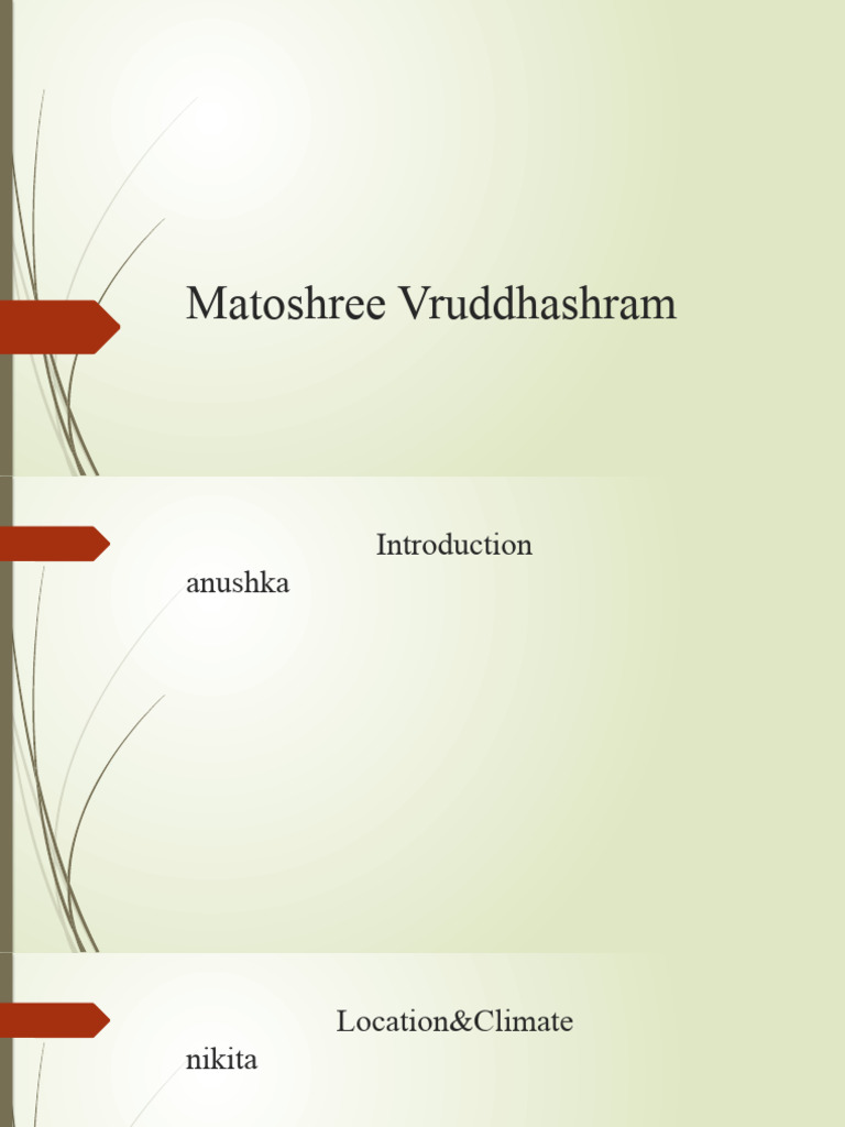 Matoshree Vruddhashram | PDF | Culture Of Queensland | Buildings And Structures