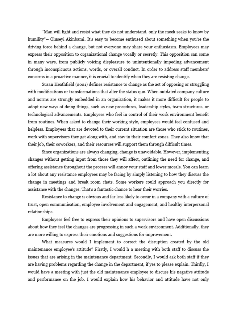 Activity 1 Old Maintenance Man Due Oct 22 | PDF | Attitude (Psychology ...