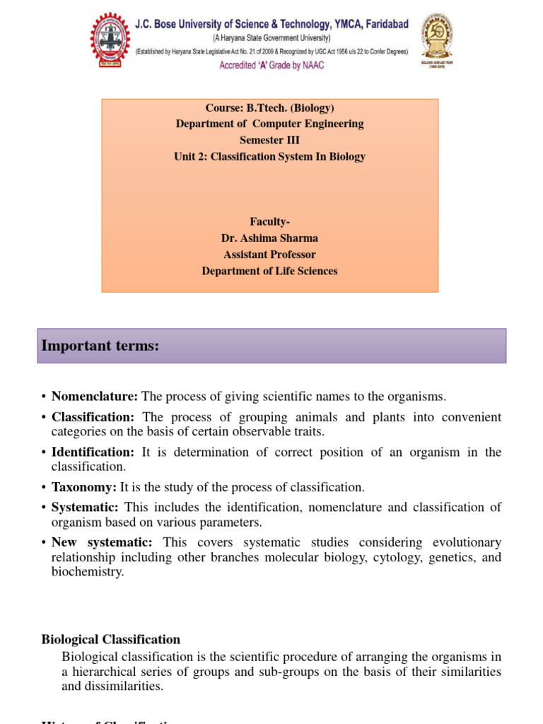 Unit 2-Classification System in Biology | PDF | Cell (Biology) | Taxonomy (Biology)