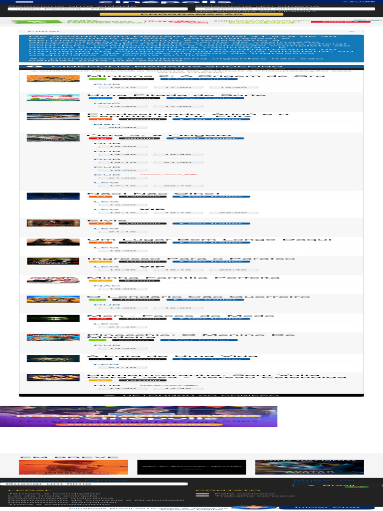 Salas e Horários Cinépolis Manaíra Shopping - Cinépolis | PDF