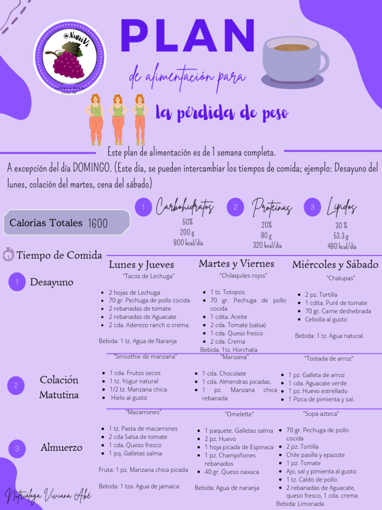 Plan de Alimentación Semanal Saludable | PDF | Cocina occidental ...