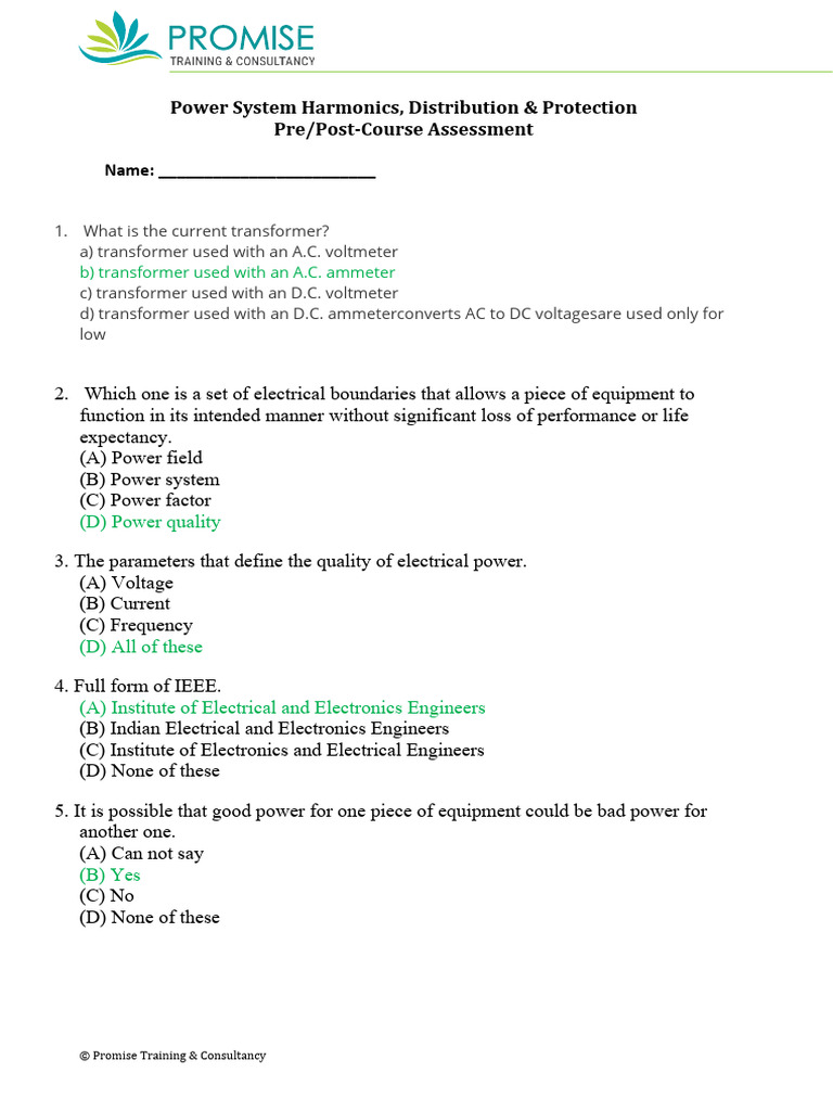 Pre Post-Course Assessment - Sample | PDF | Physical Quantities ...