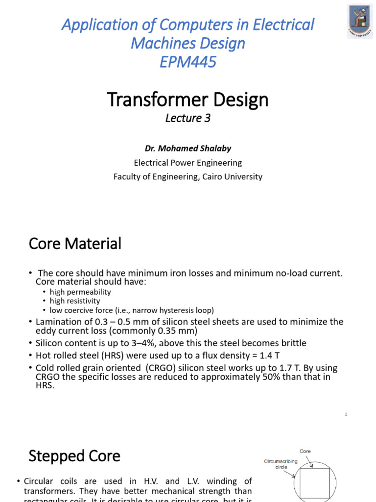EPM445 - Lecture 3 - Design and Output Equation 1 | PDF | Transformer | Inductor