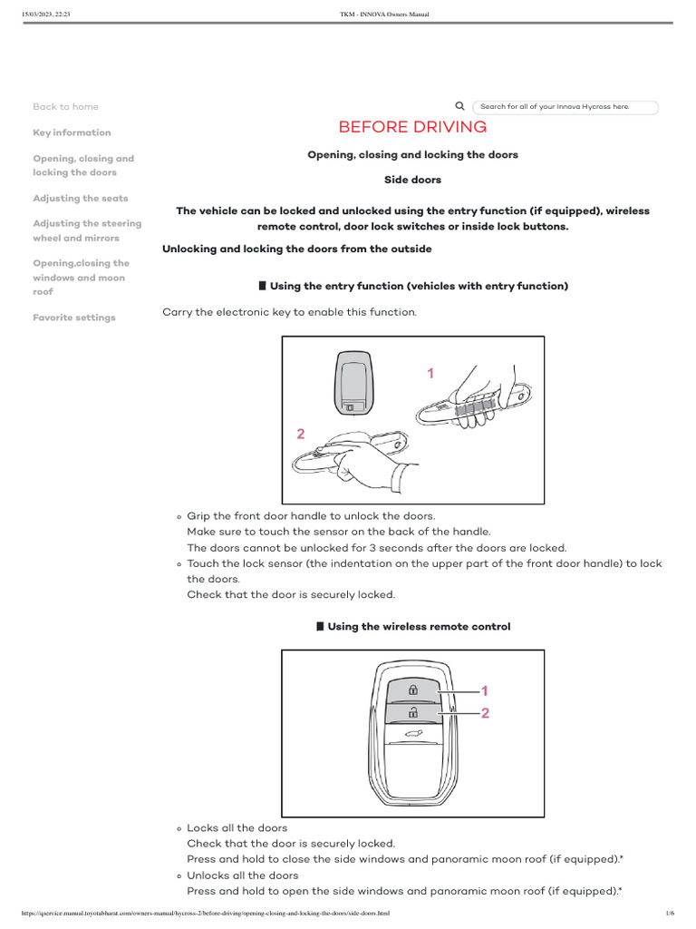TKM - INNOVA Owners Manual | PDF | Remote Control | Door