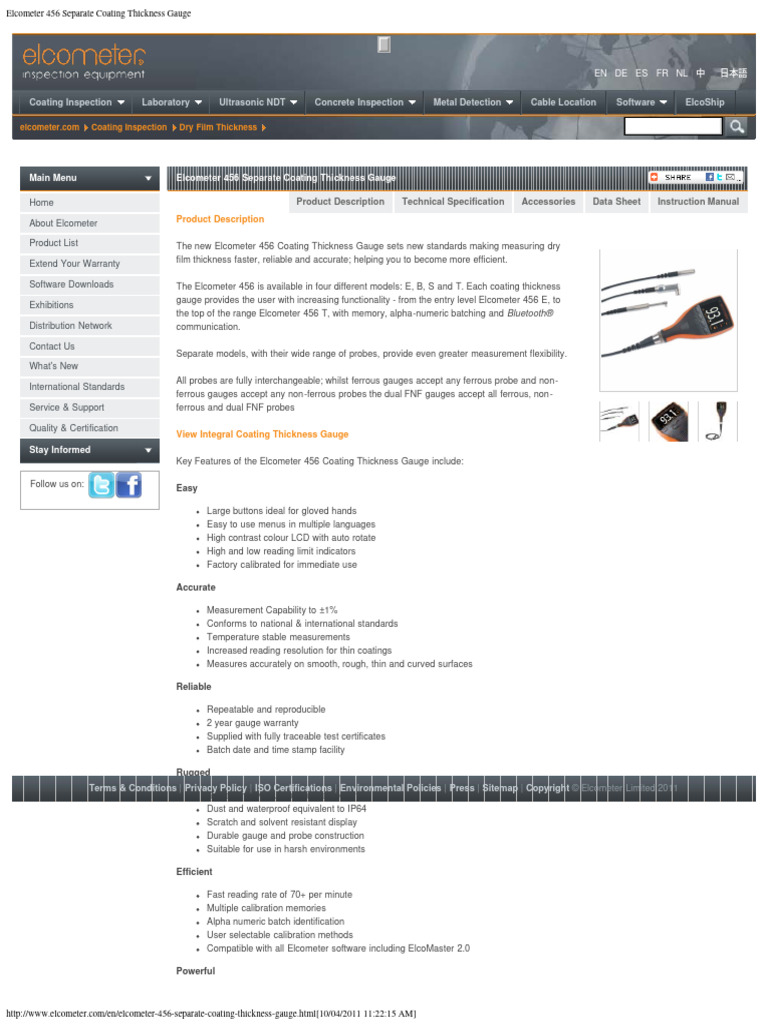 Elcometer 456 Separate Coating Thickness Gauge | PDF | Calibration ...
