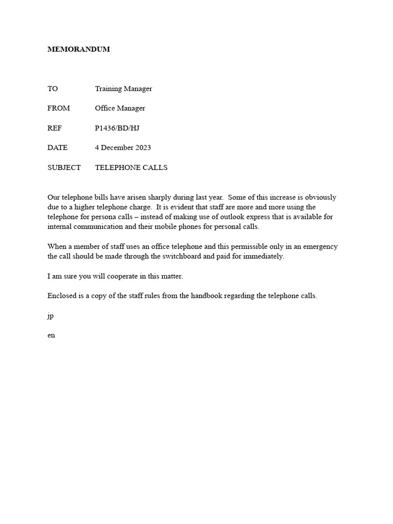 Memorandum No #1 | PDF