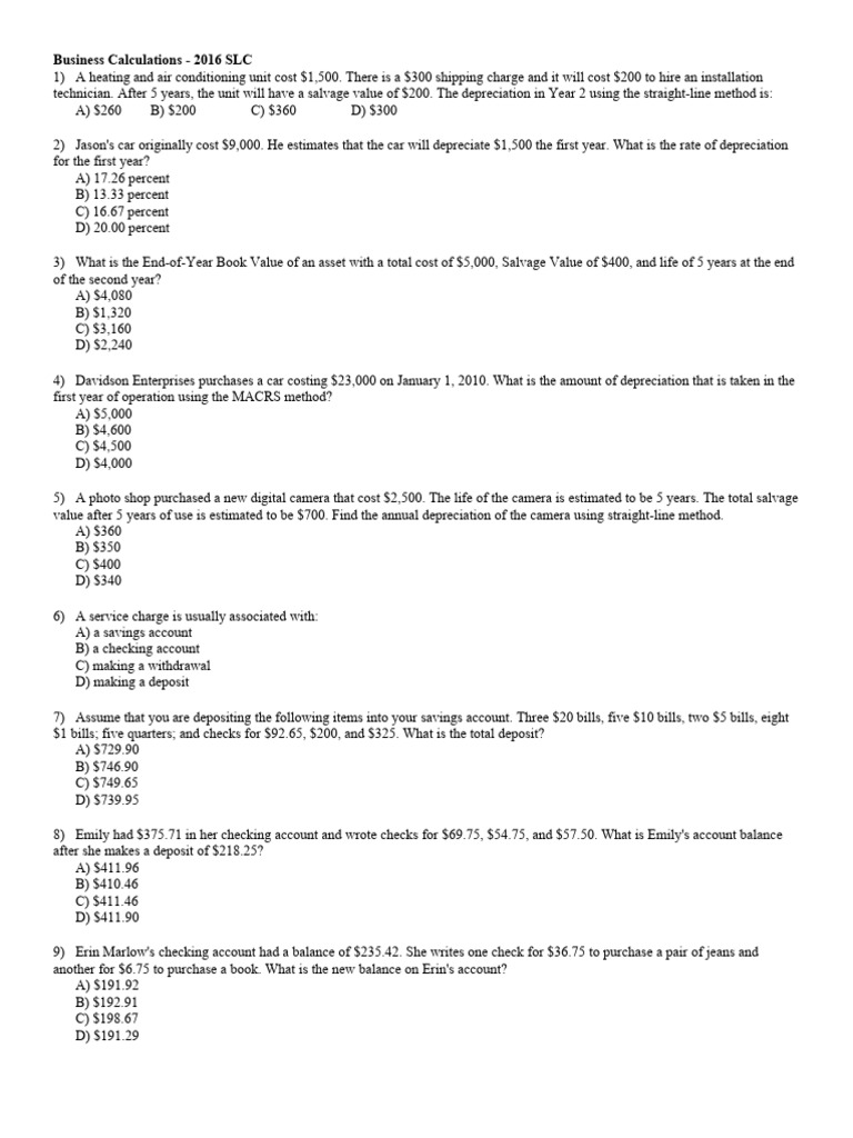 2016 SLC Business Calculations | PDF | Interest | Depreciation 2016 SLC Business Calculations | PDF | Interest | Depreciation
