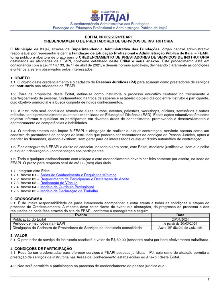Edital N 002 2024 Credenciamento De Prestadores De Serviços De