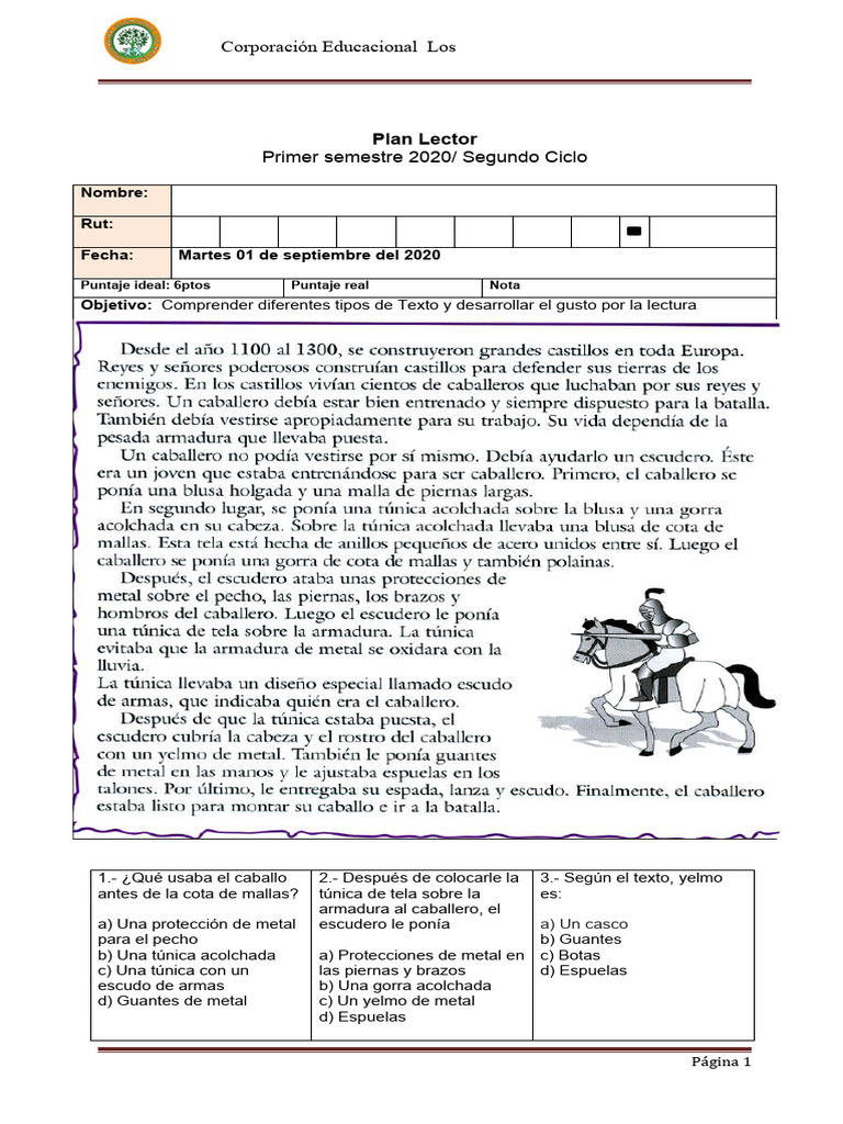 Plan Lector Segundo Ciclo | PDF