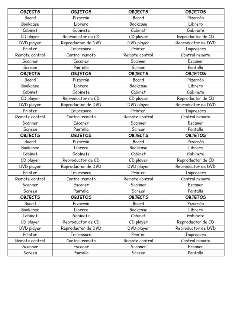 Vocabulario Unidad 6.1 | PDF