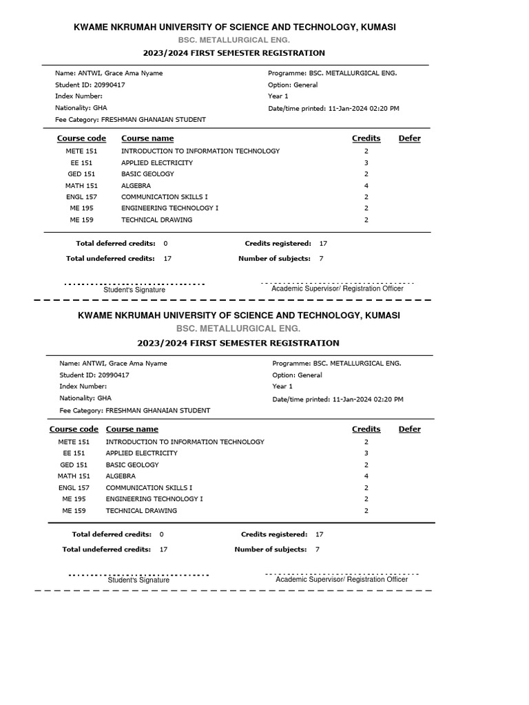Registration Slip | PDF | Science