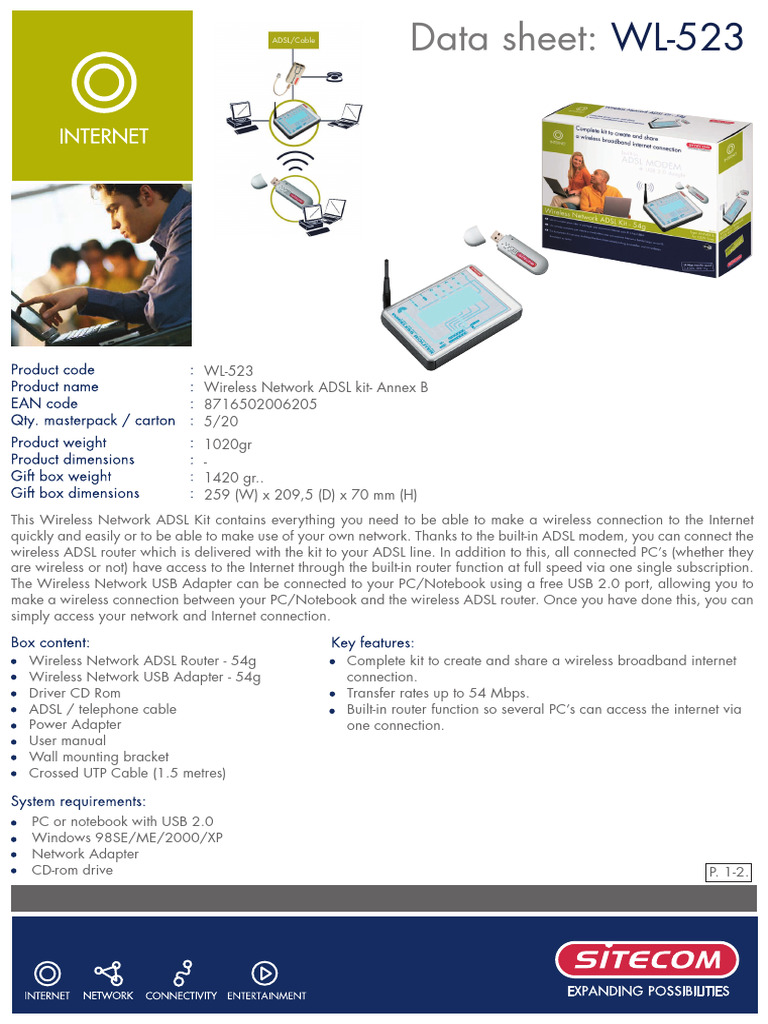Wireless ADSL Network Kit Overview | PDF | Wireless Lan | Internet Access
