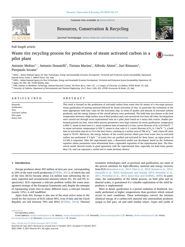 Waste Tire Recycling Process For Product | PDF | Gasification | Pyrolysis