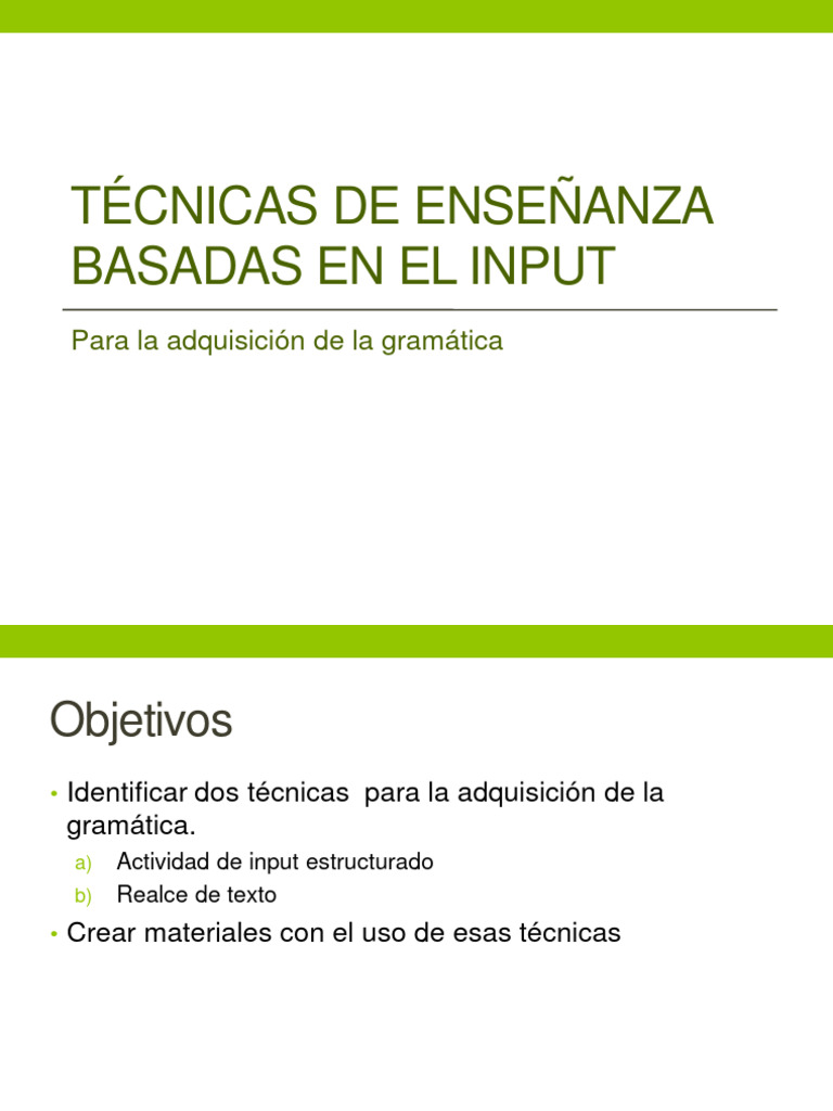 Técnicas de Enseñanza Basadas en El Input | PDF