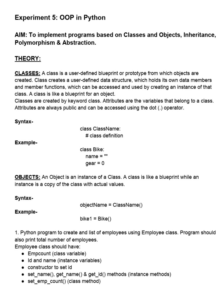 Experiment 5-PY | PDF | Class (Computer Programming) | Inheritance (Object Oriented Programming)