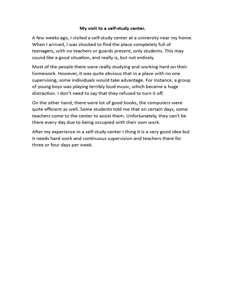 Insights on Self-Study Center Visit | PDF