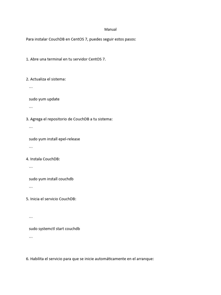 Guía de Instalación de CouchDB en CentOS 7 | PDF | Bases de datos | Aplicación web