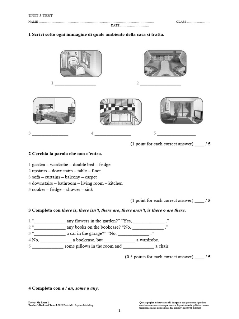 1A ENGLISH TEST - Myroute-Verifica-83914-Classe1-U3-Fa | PDF | Room ...