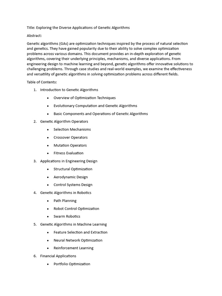 Applications Of Genetic Algorithm Pdf Genetic Algorithm Mathematical Optimization