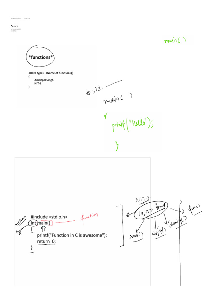 Class Notes - Function, Pointer, Strings | PDF