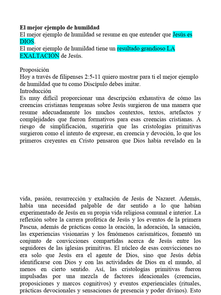Ejemplo de humildad en Jesús | PDF | Jesús | Cristología
