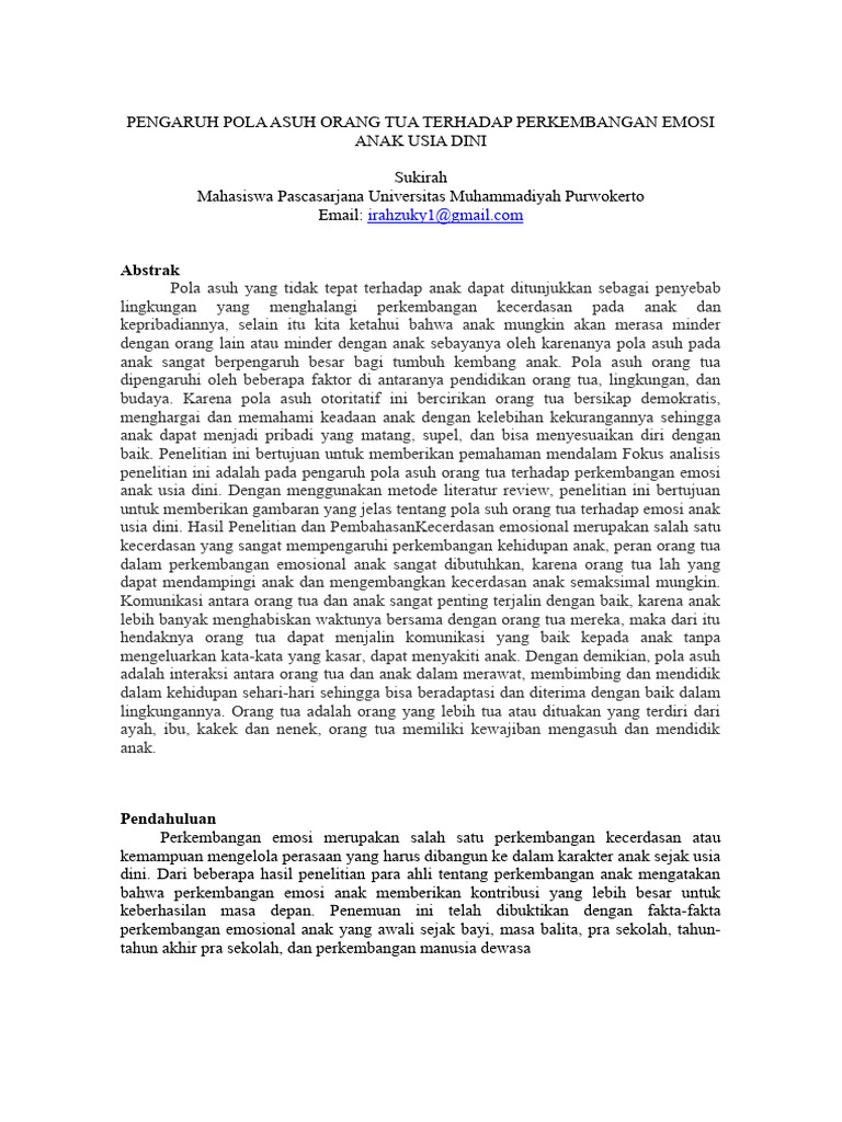 Pengaruh - Pola - Asuh - Orang - Tua - Terhadap - Peerkembangan Emosi Anak | PDF