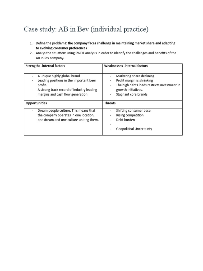 Case Study AB in Bev | PDF