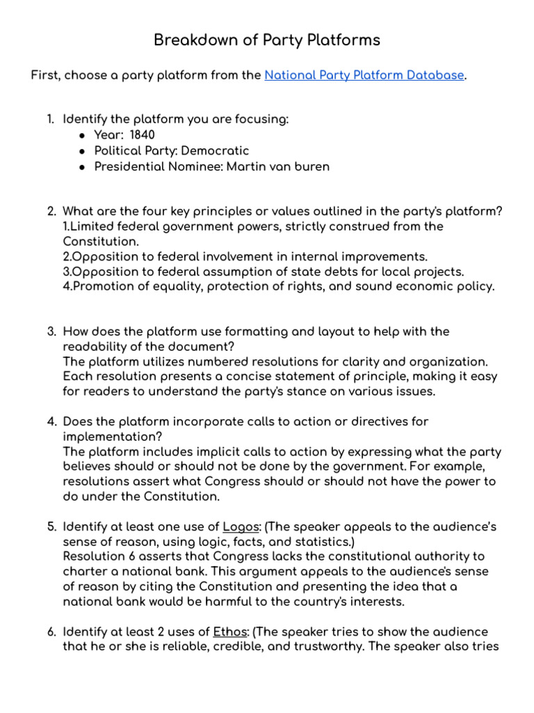 1840 Democratic Party Platform Analysis | PDF