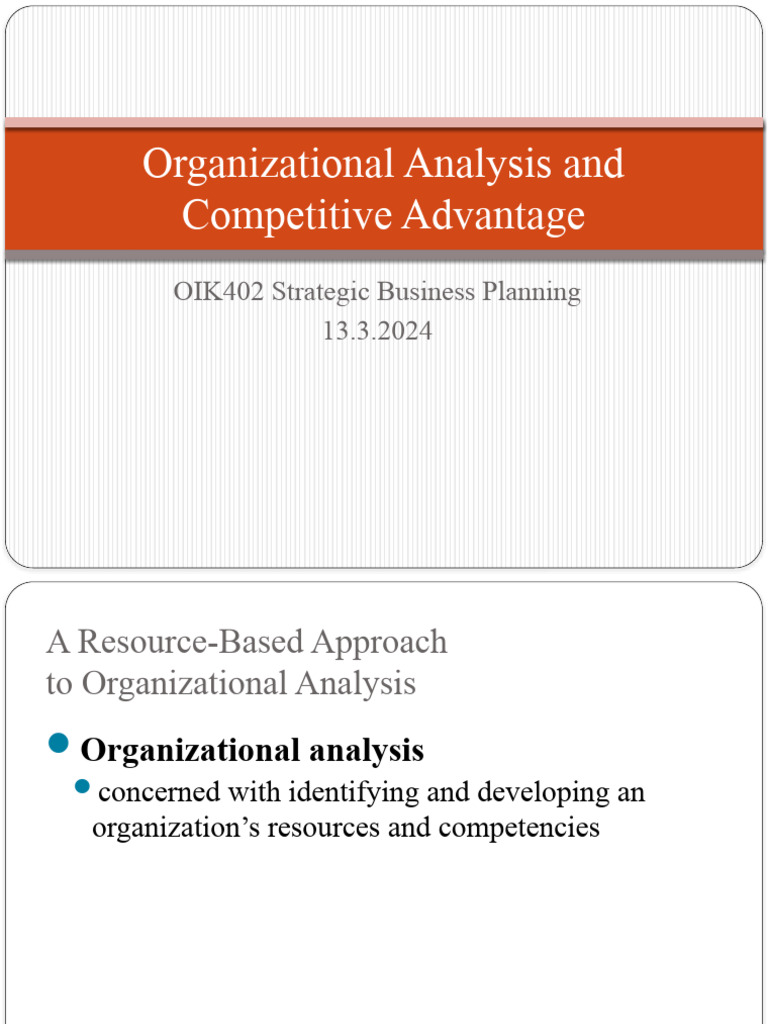 Organizational Analysis and Competitive Advantage | PDF | Competitive Advantage | Marketing