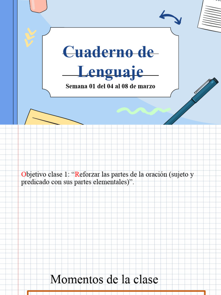 Lenguaje 5to Semana 01 Del 04 Al 08 de Marzo | PDF | Predicado ...