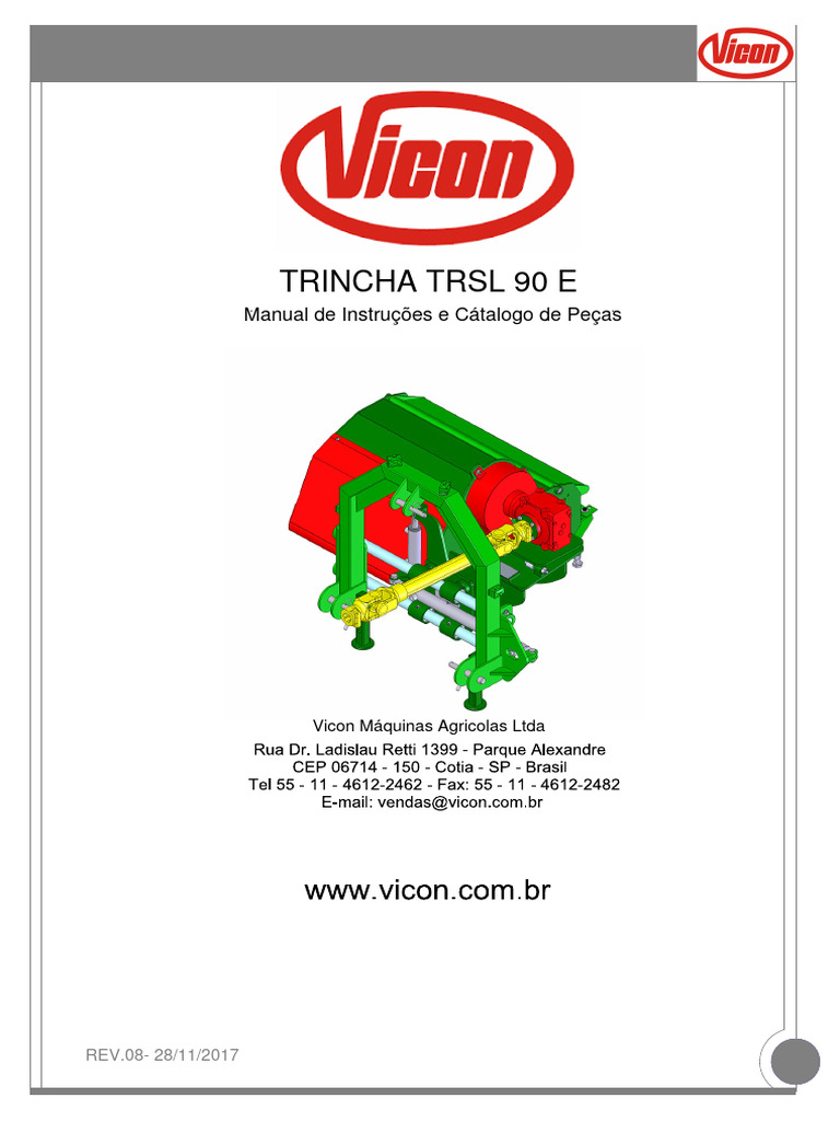 TRINCHA TRSL 90 E. Manual de Instruções e Cátalogo de Peças. Vicon ...