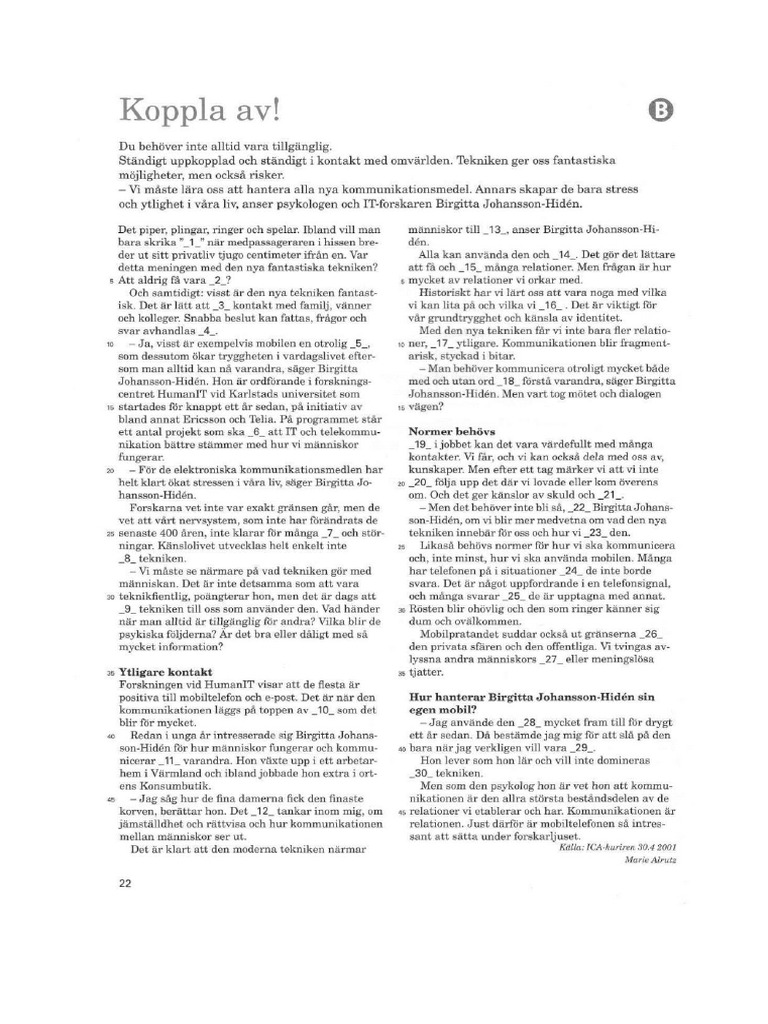 Text I Fokus 1 20-22 | PDF