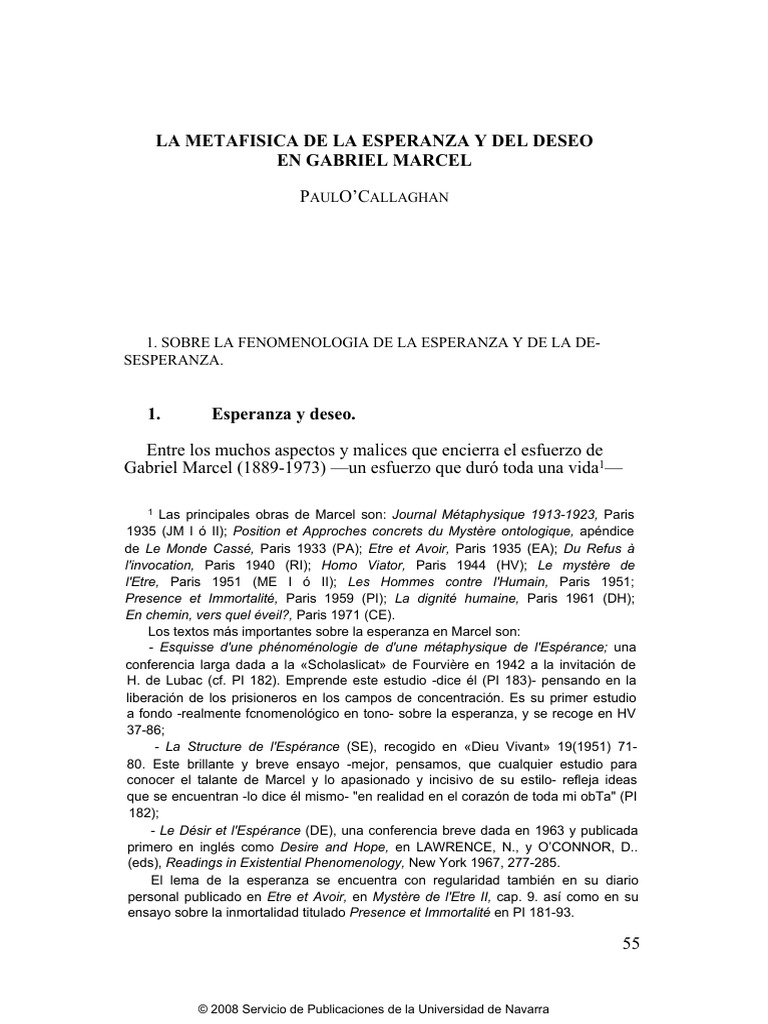 LA METAFÍSICA DE LA ESPERANZA Y DEL DESEO EN GABRIEL MARCEL, PAUL O ...