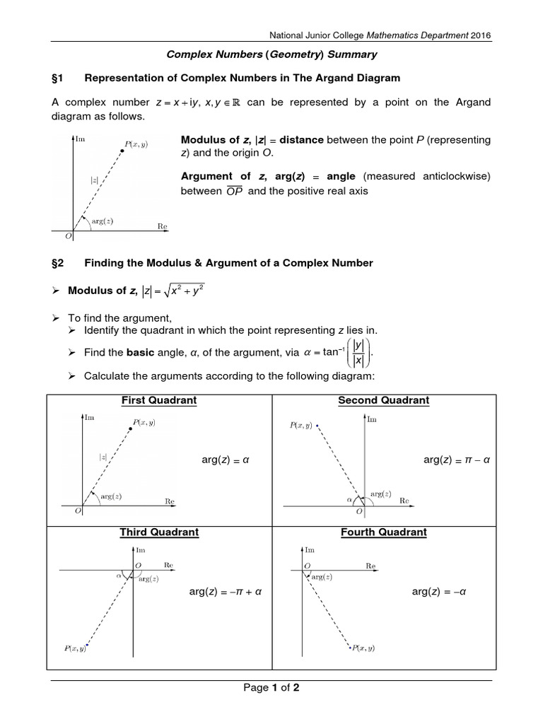 Complex Numbers (Geometry) Summary | PDF | Complex Number | Cartesian ... Complex Numbers (Geometry) Summary | PDF | Complex Number | Cartesian ...
