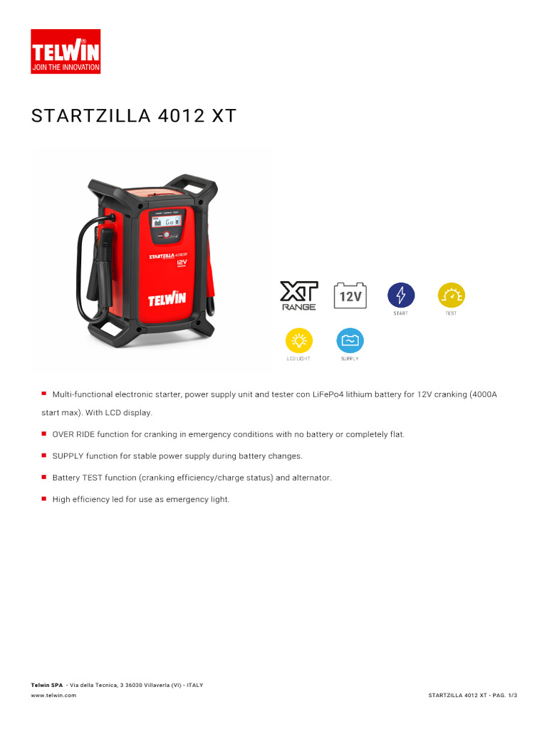 Startzilla 4012 XT | PDF | Power Supply | Mains Electricity