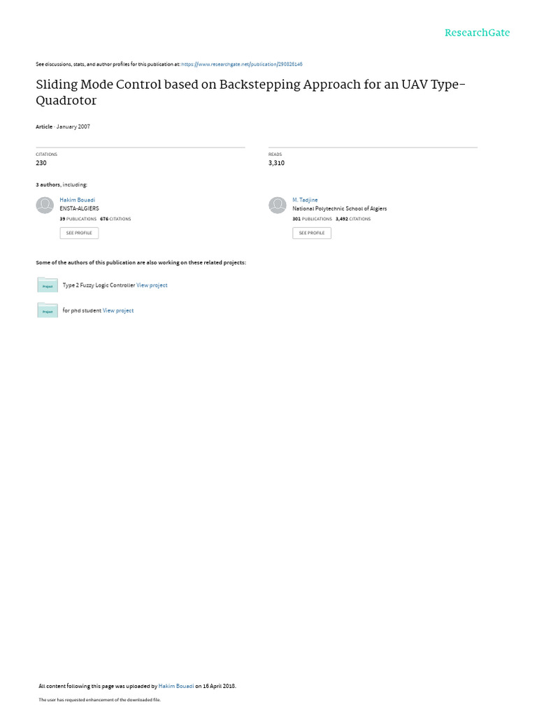 Sliding-Mode-Control-Based-on-Backstepping-Approach-for-an-UAV-Type-Quadrotor | PDF | Control ...