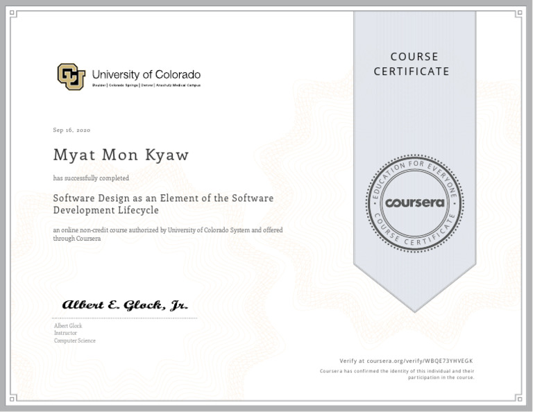 Certificate For Software Design As An Element of The Software | PDF ...