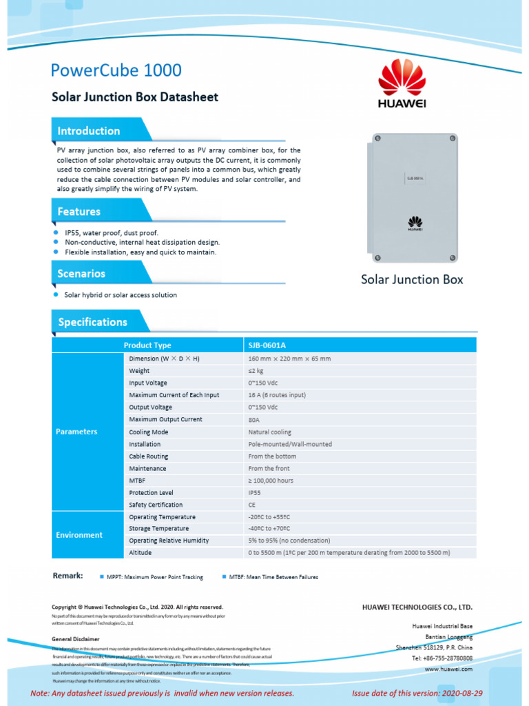 Solar Junction Box Datasheet | Download Free PDF | Photovoltaics ...