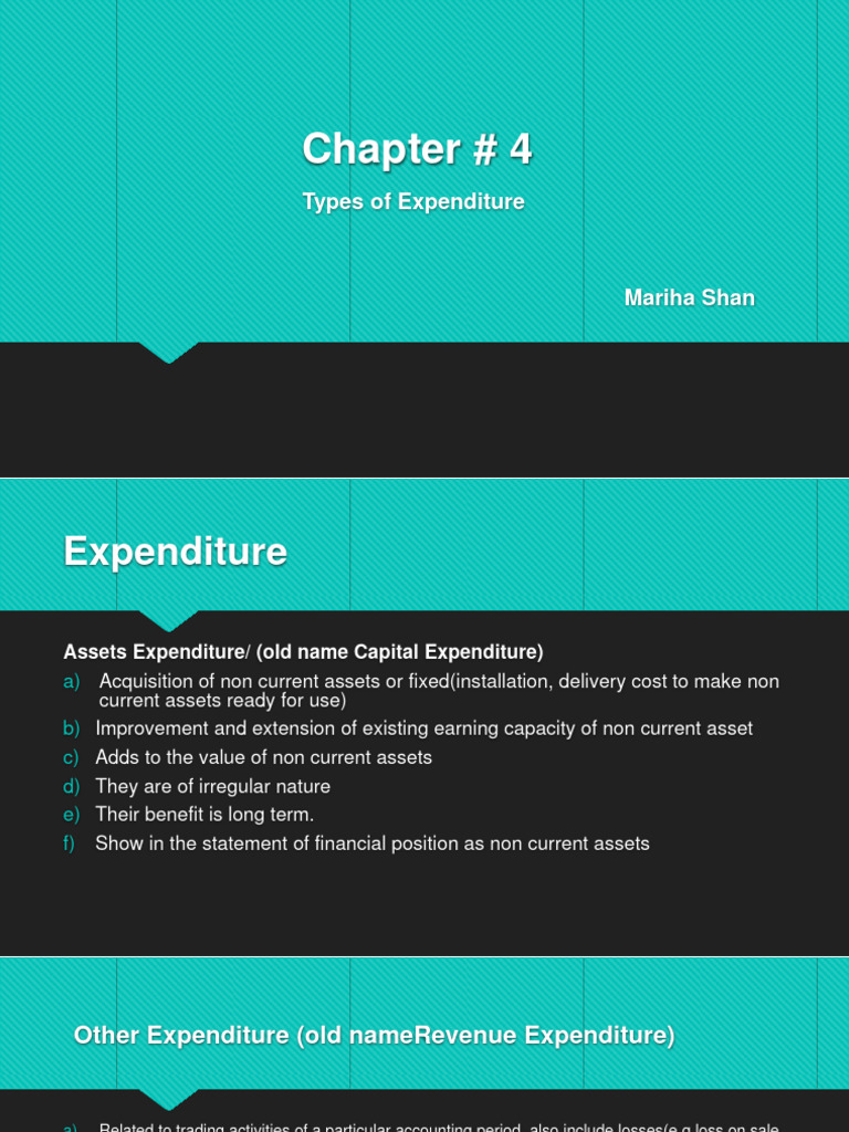 Chapter # 4 Types of Expenditure | PDF