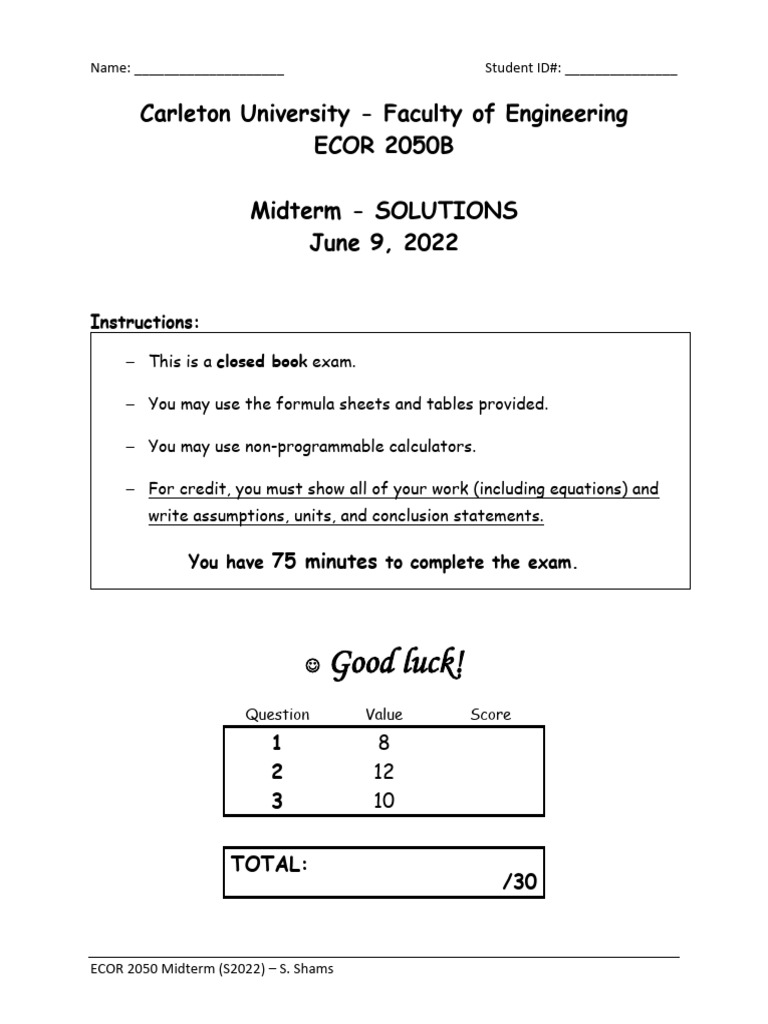 Midterm - Summer 2022 - Solutions | PDF | Applied Mathematics | Statistics